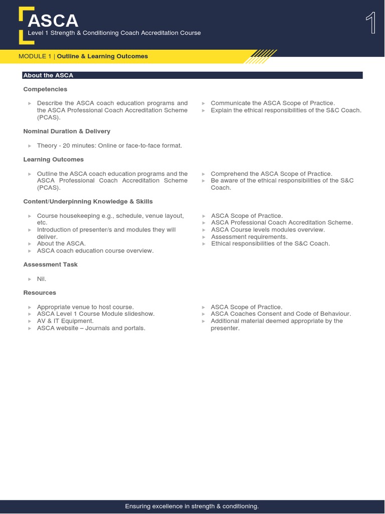 Asca Level 01 Mod 01 Outline | PDF