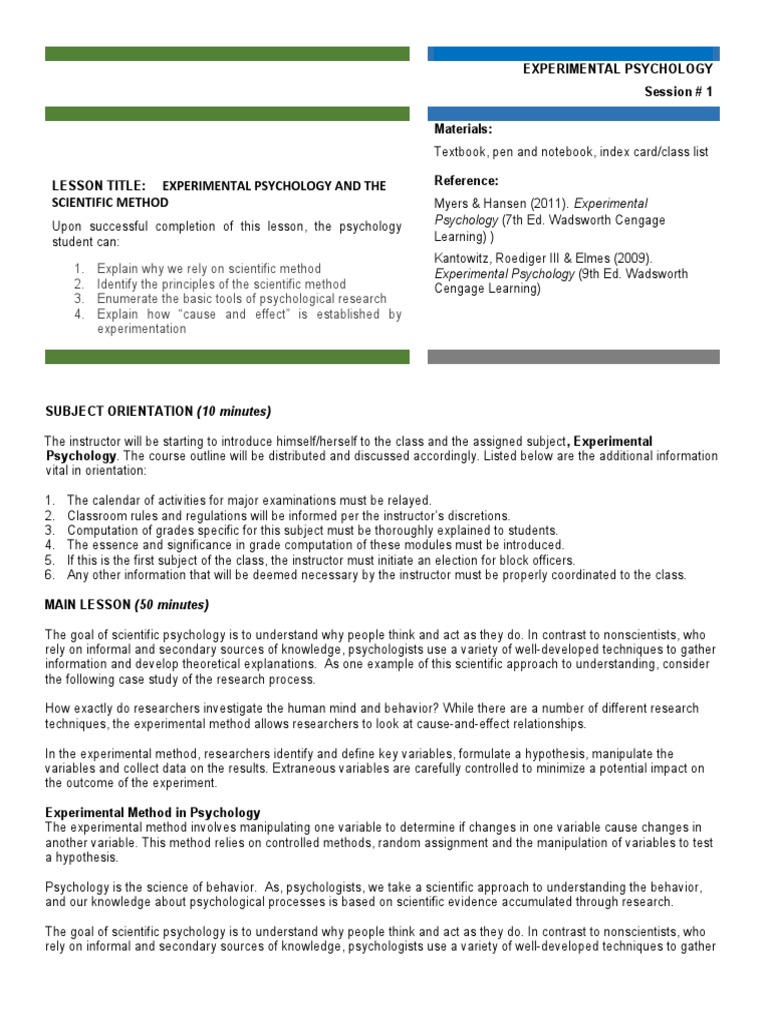 Experimental Psychology and The Scientific Method | PDF | Methodology | Scientific Method