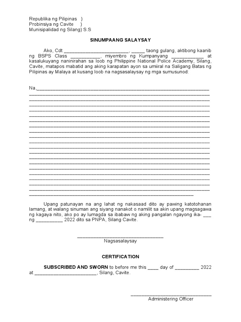 Sinumpaang Salaysay | PDF