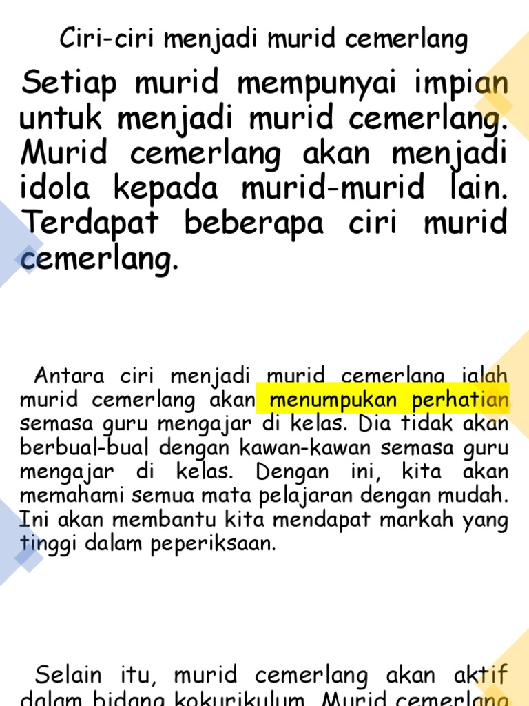 Ciri Ciri Murid Cemerlang | PDF