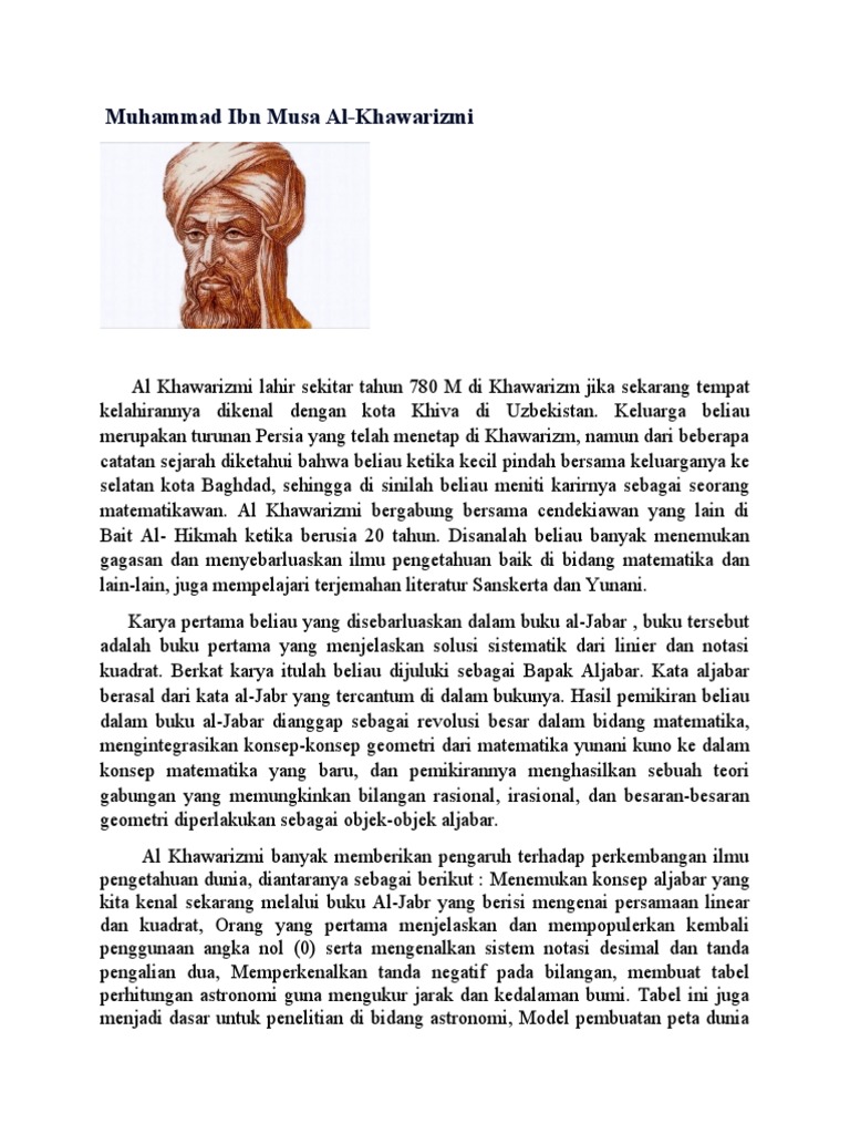 Muhammad Ibn Musa Al-Khawarizmi | PDF