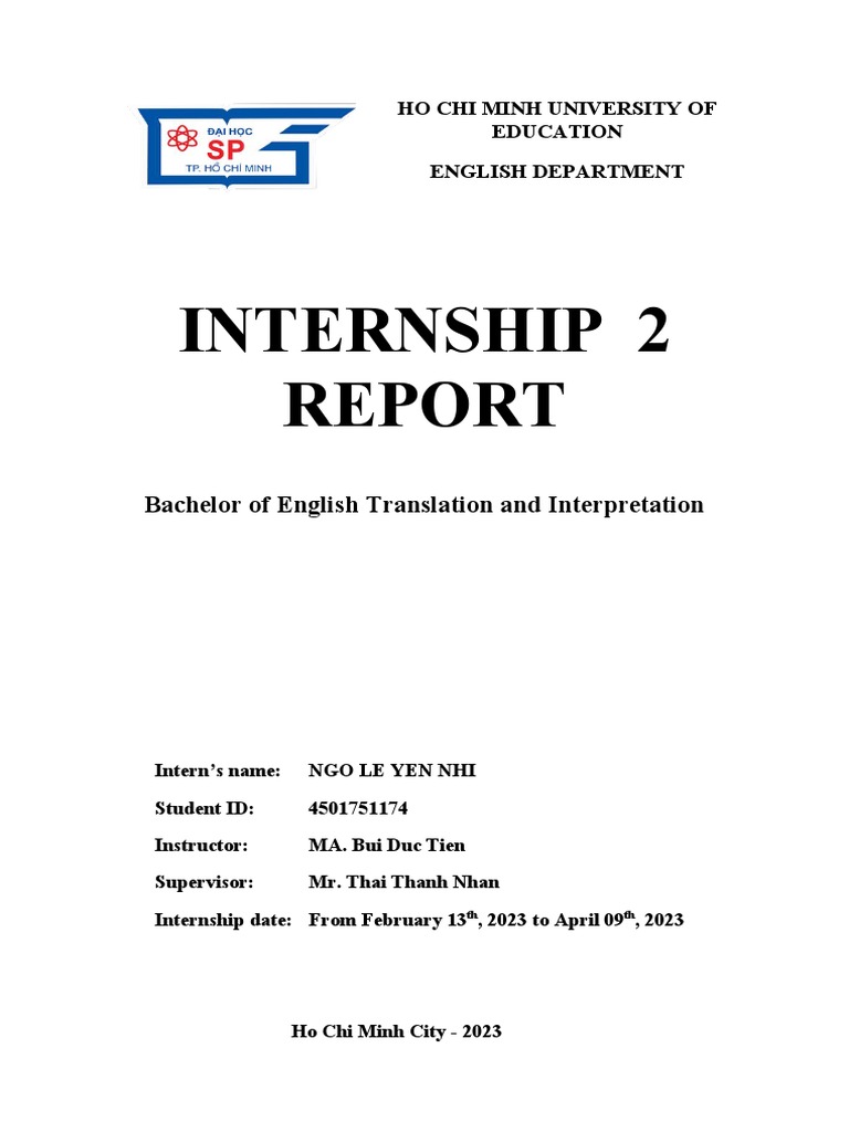 Internship 2: Bachelor of English Translation and Interpretation | PDF | Translations | Reading ...