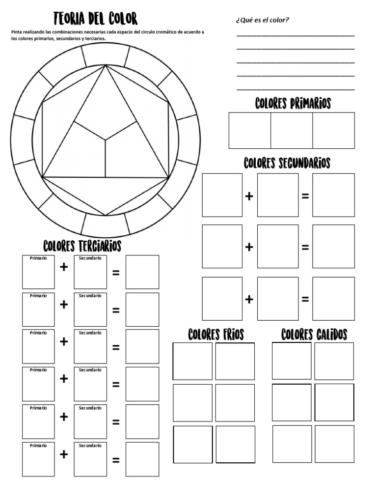 Hoja De Trabajo De Teoría Del Color En Formato Pdf PDF) Teoría Del