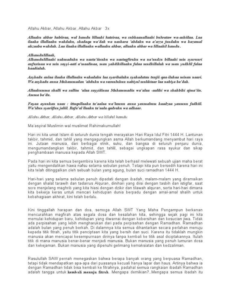 Allahu Akbar, Allahu Akbar, Allahu Akbar Wa Lillahil Hamdu | PDF | Kesehatan Holistik