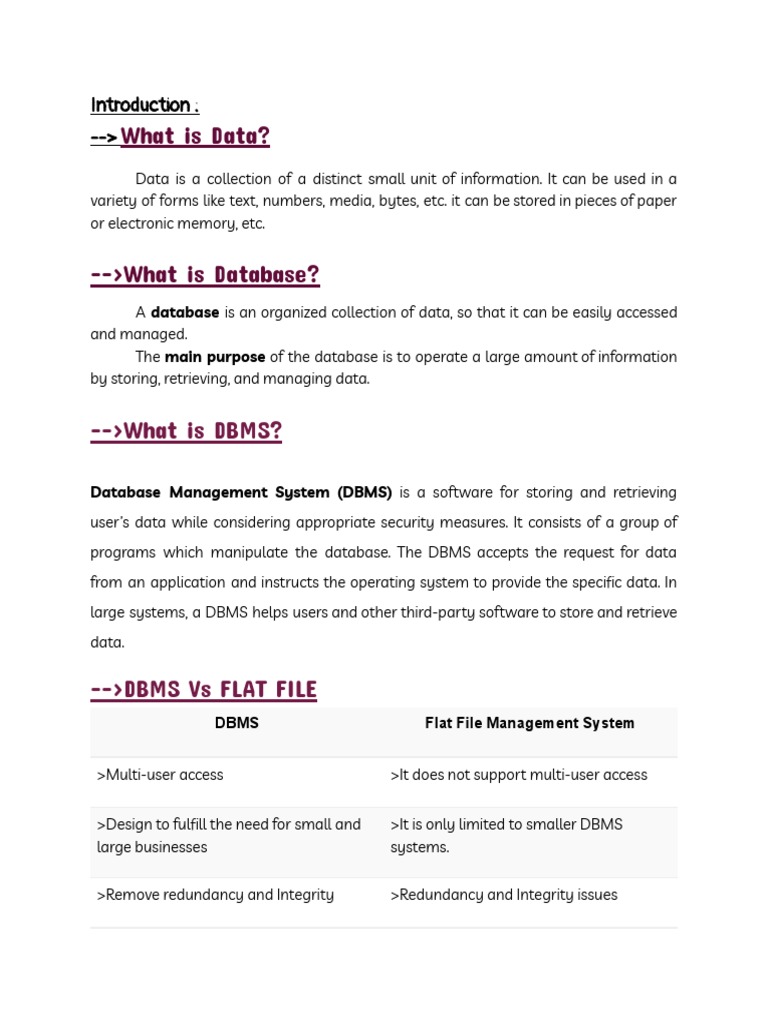 DBMS Introduction 1 | PDF | Databases | Database Transaction DBMS Introduction 1 | PDF | Databases | Database Transaction
