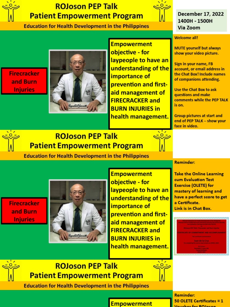 ROJoson PEP Talk: FIRECRACKER and BURN INJURIES | PDF | Burn | Injury