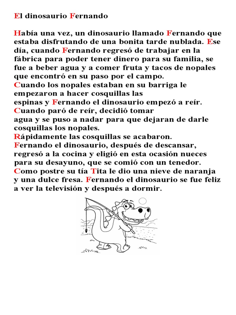 El Dinosaurio Fernando: Un Cuento Corto | PDF