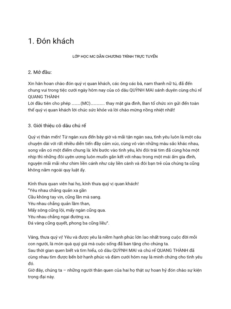 WEdding MC Script | PDF