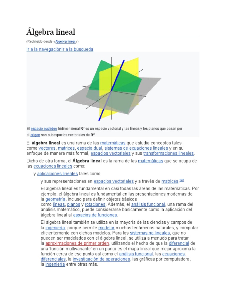 Álgebra Lineal | PDF | Álgebra lineal | Espacio vectorial