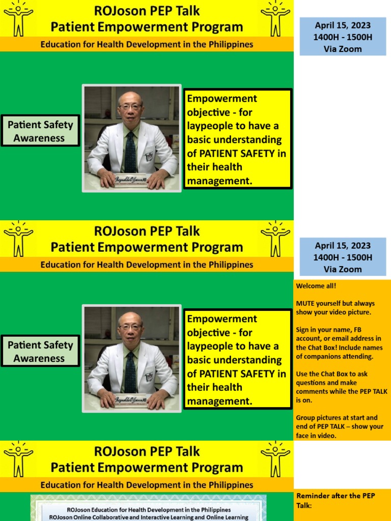 ROJoson PEP Talk: PATIENT SAFETY AWARENESS | PDF | Patient Safety ...