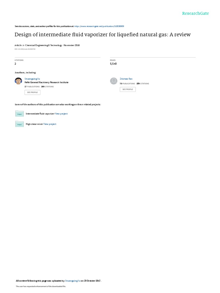 Design of Intermediate Uid Vaporizer For Liquefied Natural Gas: A ...