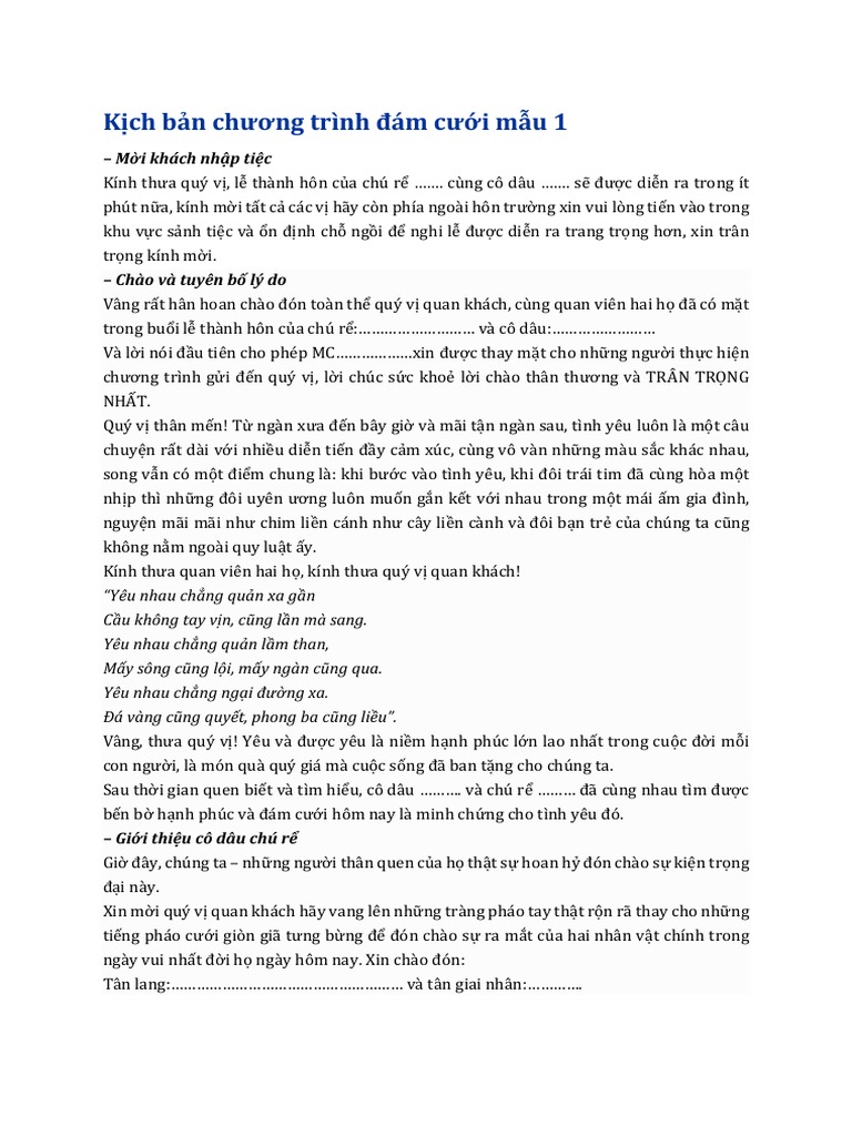 The Reception MC Script | PDF