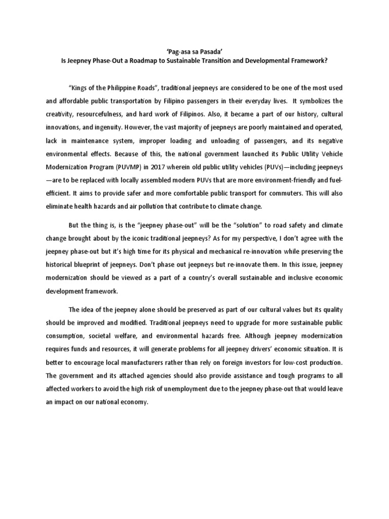 Jeepney Phase-Out: A Call for Re-Innovation | PDF | Business