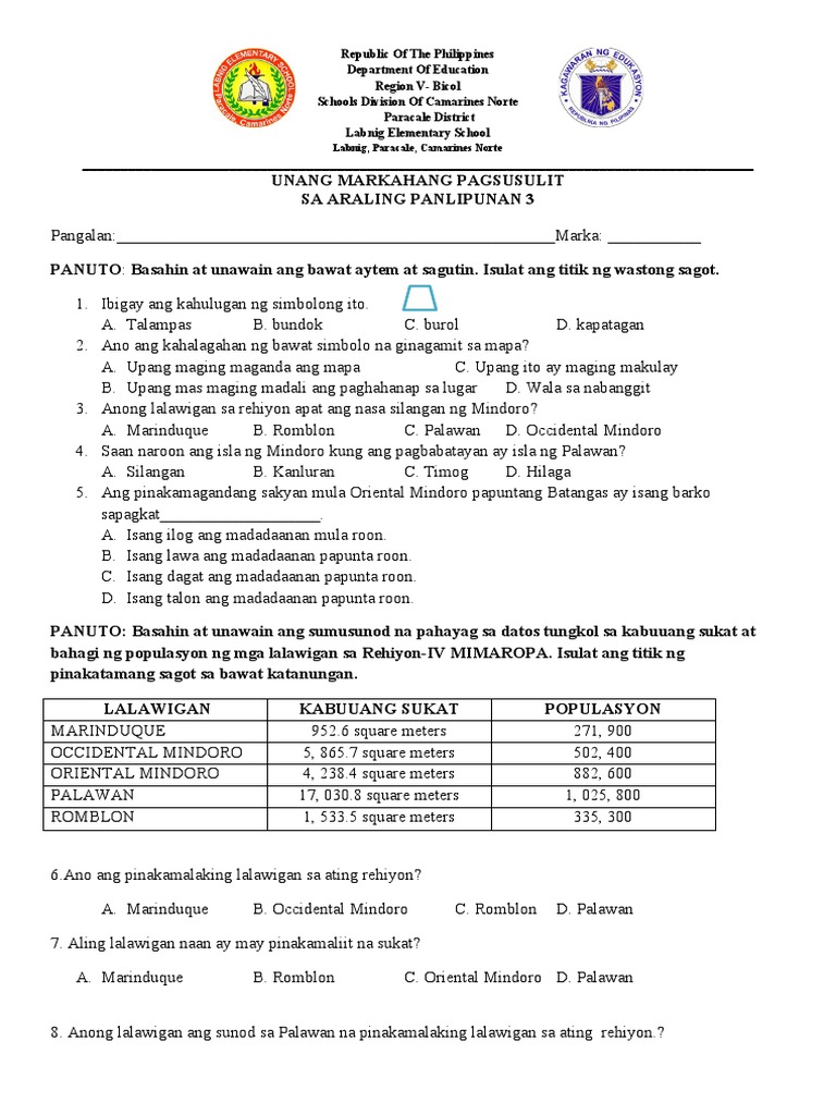 Republic of The Philippines Department of Education Region V-Bicol ...