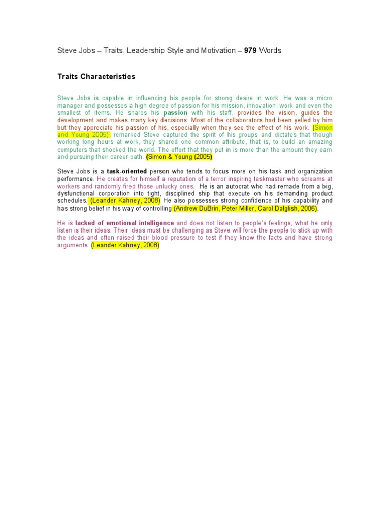 Traits Characteristics: Steve Jobs - Traits, Leadership Style and ...