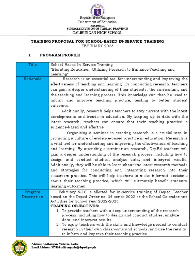 Inset Proposal 2023 Final | PDF | Teachers | Curriculum Inset Proposal 2023 Final | PDF | Teachers | Curriculum