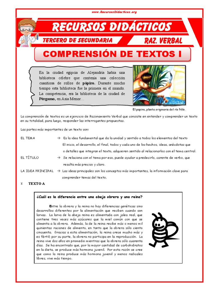 Comprensión-de-Lecturas-para-Tercero-de-Secundaria (1) | PDF ...