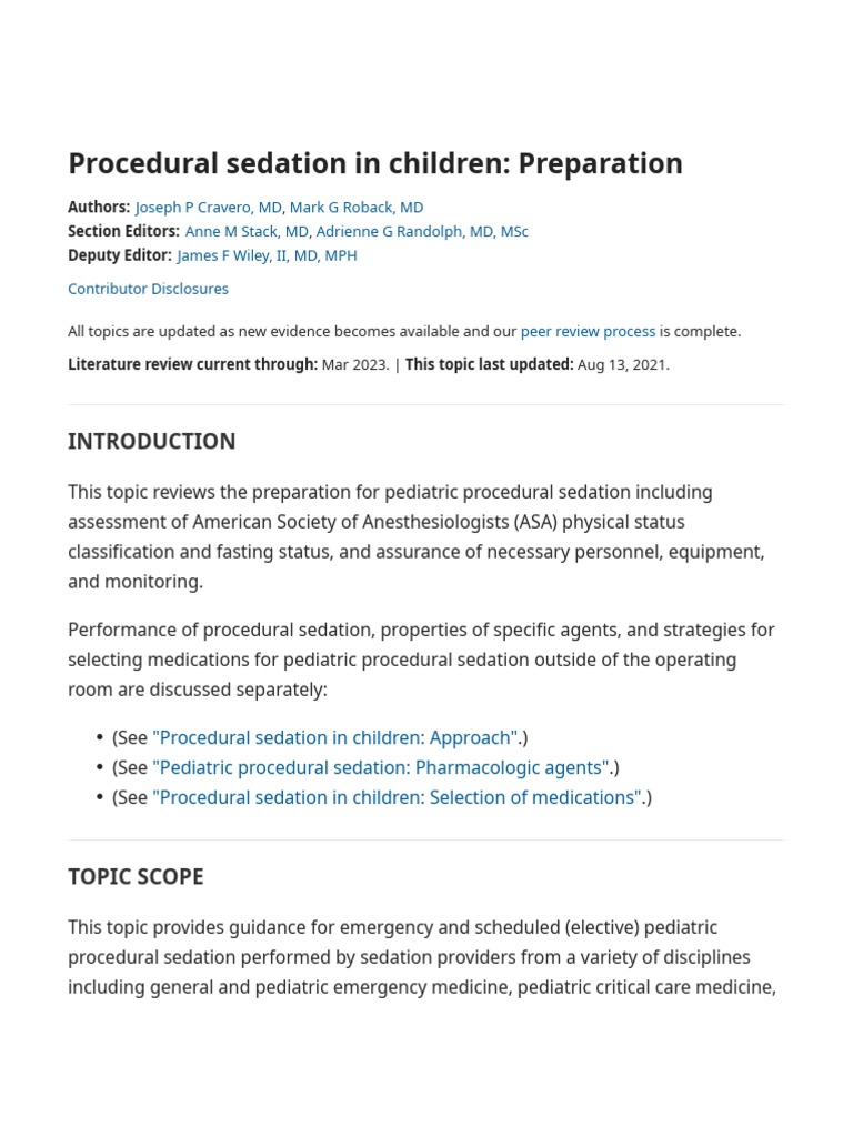 Pediatric Sedation Preparation Guide | PDF | Cardiopulmonary ...