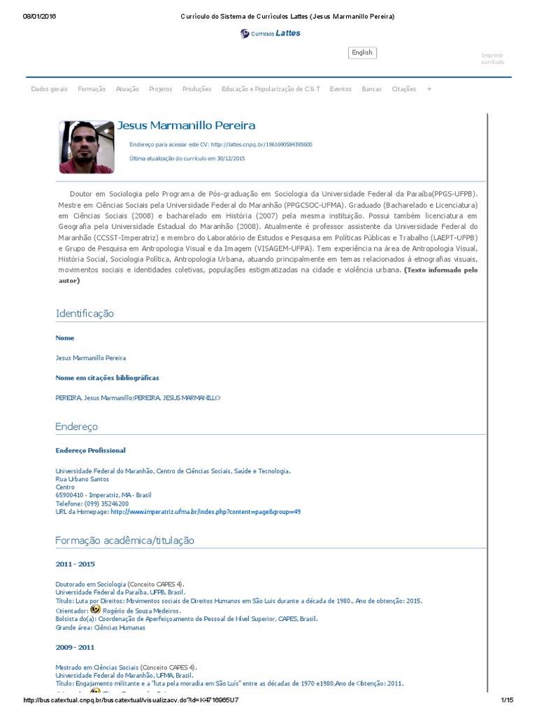 1 Currículos Lattes (Jesus Marmanillo Pereira - Lider) | PDF ...