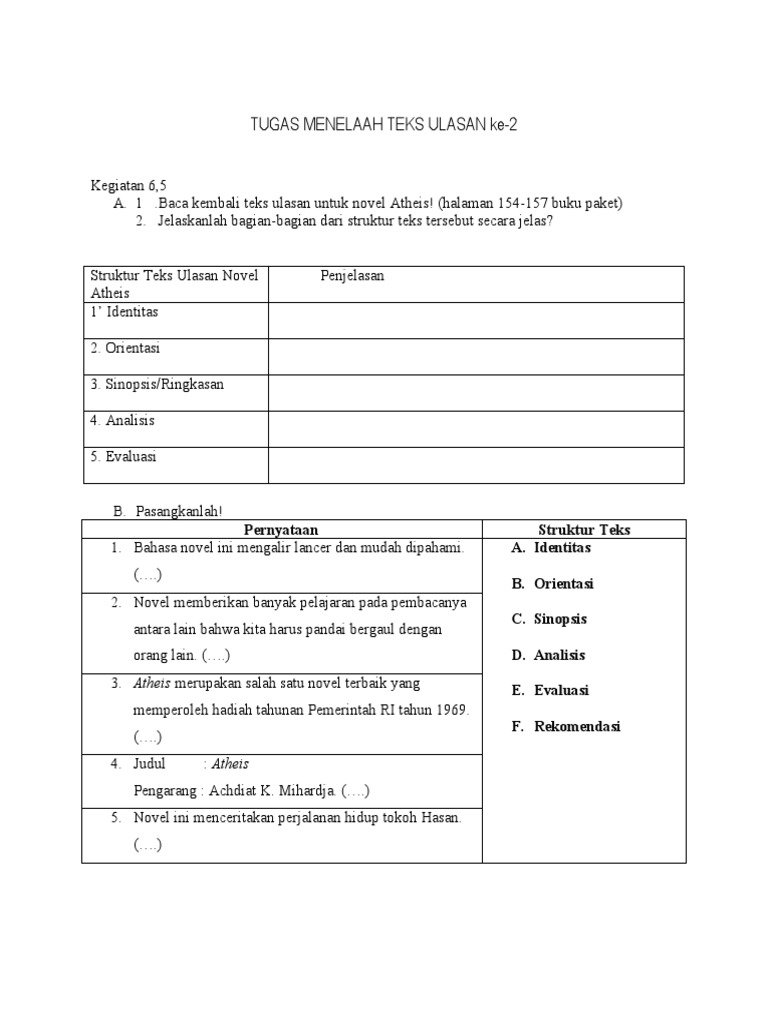 Tugas Menelaah Teks Ulasan | PDF