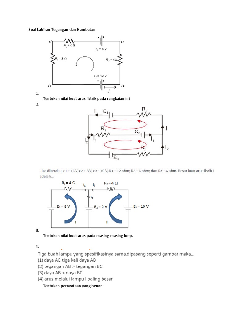 Soal Latihan Tegangan Dan Hambatan | PDF