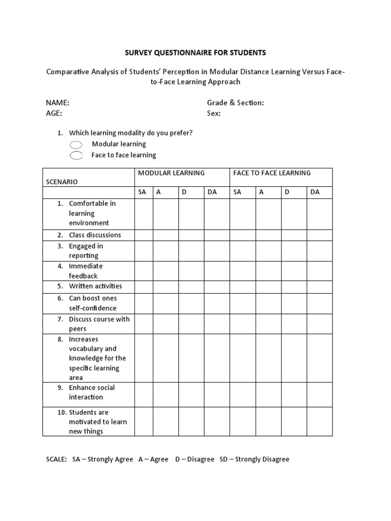 Student Preferences: Modular vs. Face-to-Face Learning | PDF