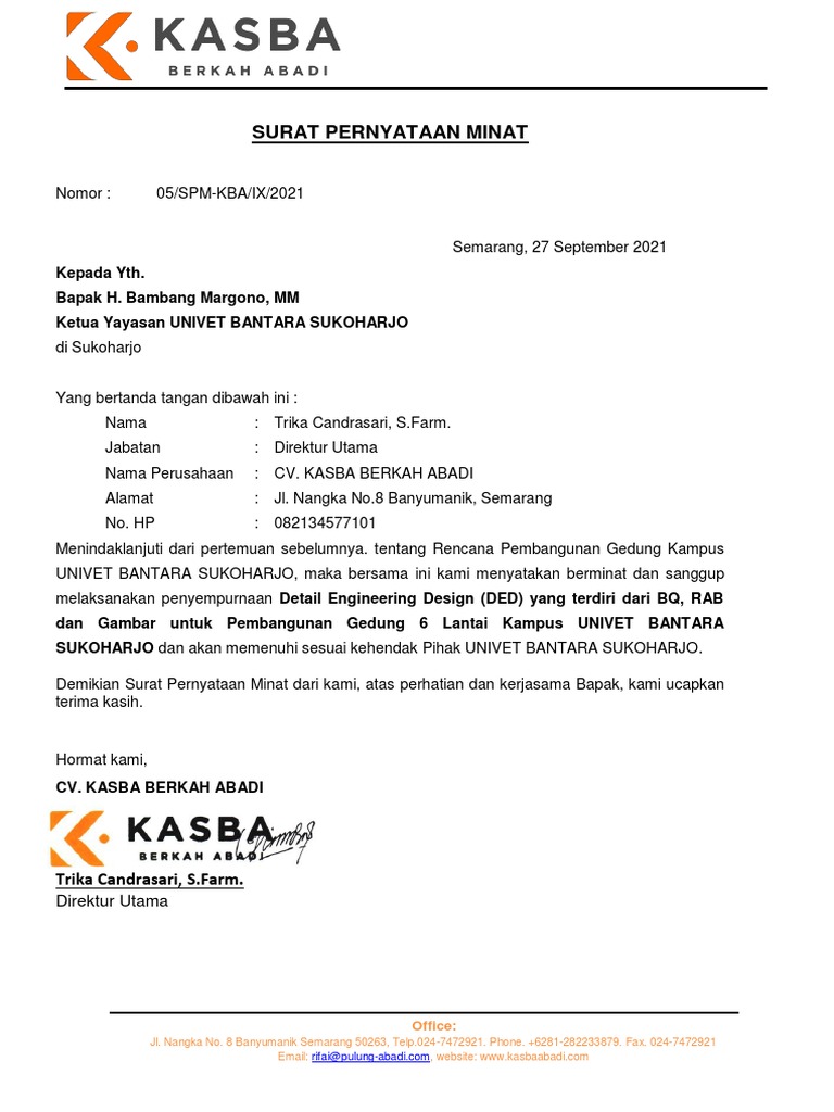 Surat Minat Kba | PDF