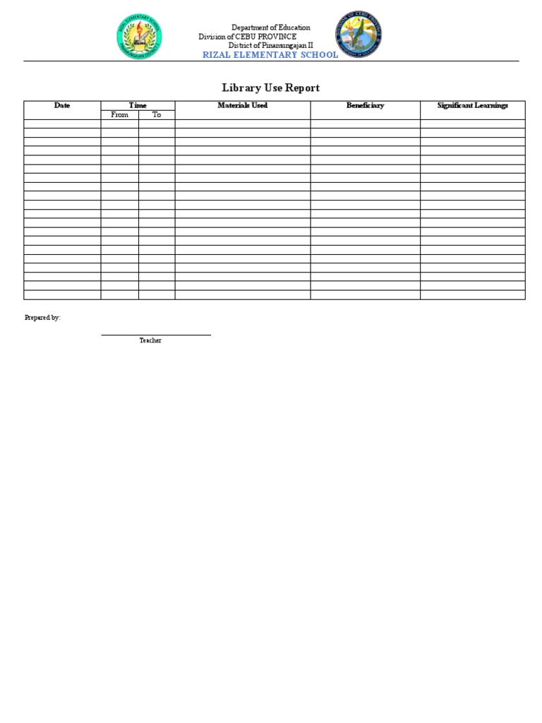Library Use Report Template | PDF