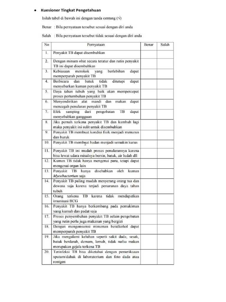 Kuesioner Minipro | PDF