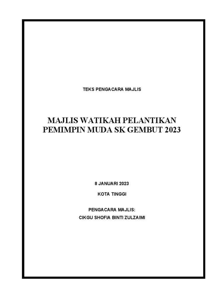 Teks Majlis Watikah Pelantikan Pemimpin Muda 2023 | PDF