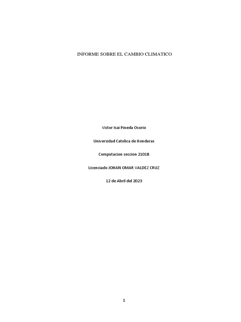 Informe Sobre El Cambio Climatico: Victor Isai Pineda Osorio | PDF ...