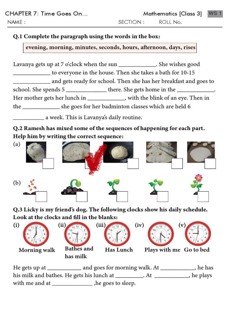Class 3 Math Worksheets: Time | PDF