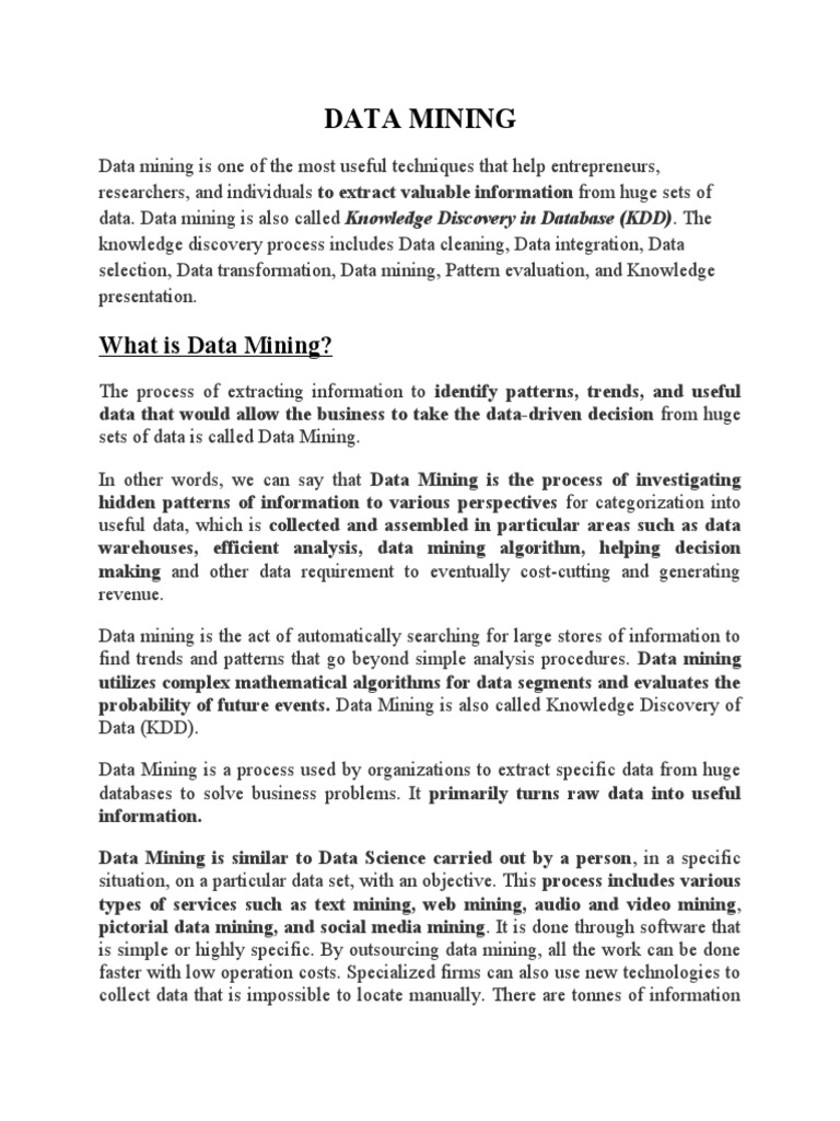 Notes DATA MINING MBA III | PDF | Data Mining | Data