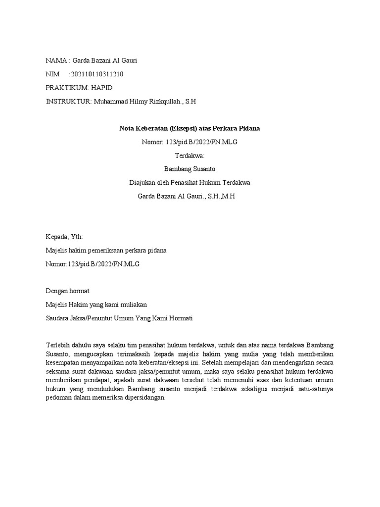 Surat Esepsi-Garda 210 | PDF