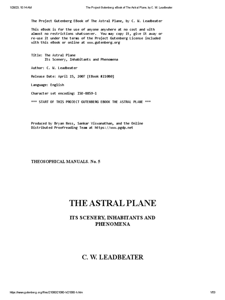 The Astral Plane: C. W. Leadbeater | PDF | Plane (Esotericism) | Matter