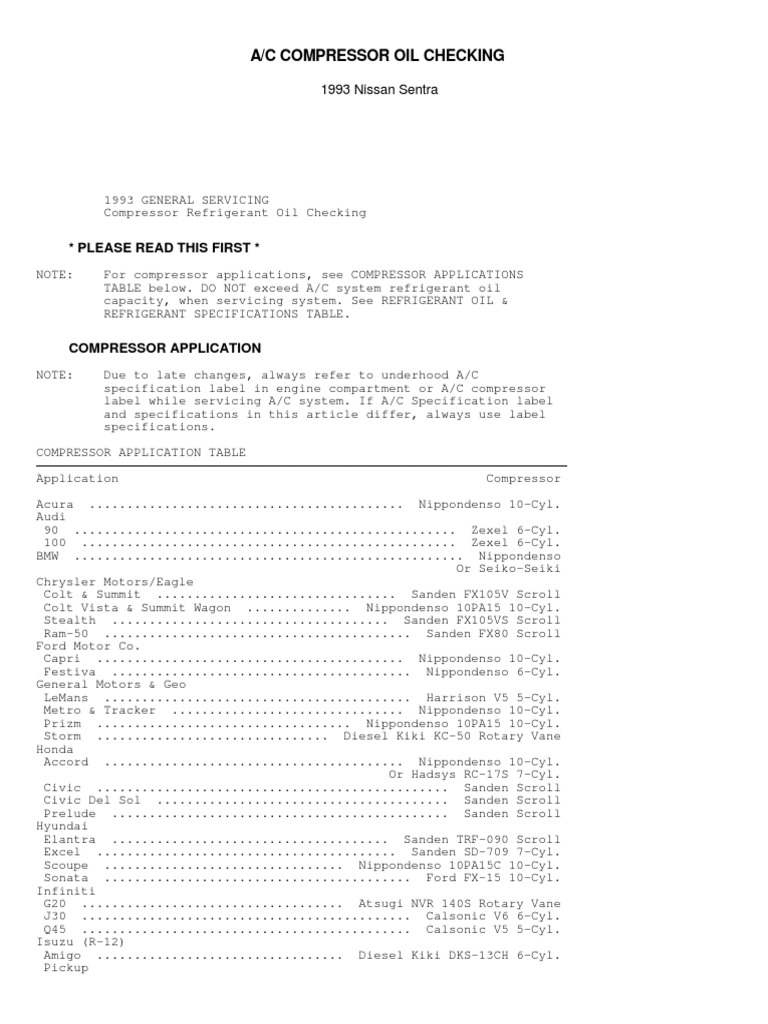 Ac Compressor Oil Checking | PDF | Air Conditioning | Motor Vehicle