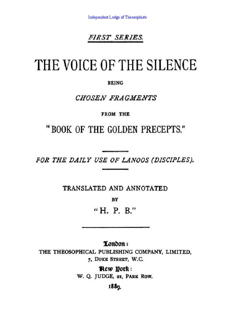 The Voice of The Silence | PDF | New Age Practices | Esotericism