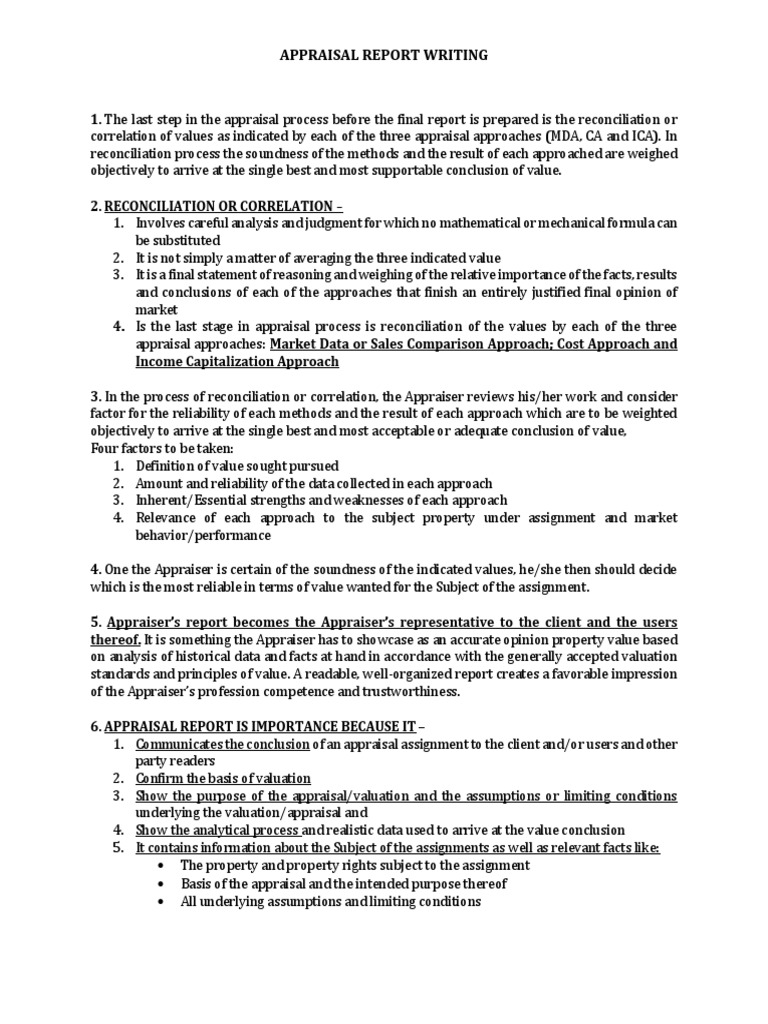 Appraisal Report Writing Guide | PDF | Real Estate Appraisal