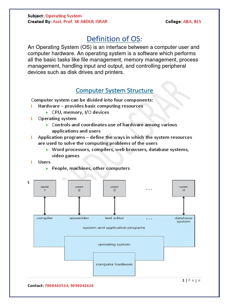 Operating System Notes Mca Bput Pdf Operating System Process Computing