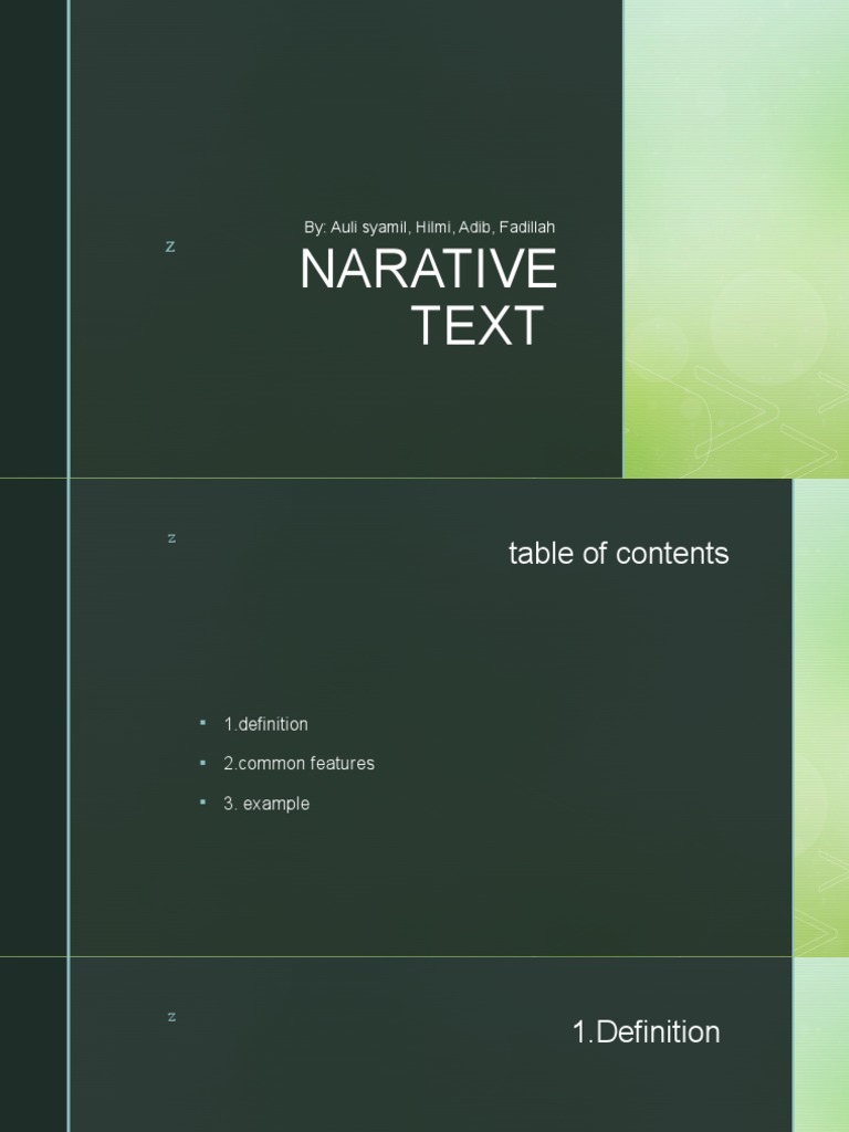 Presentasi Narative Text | PDF | Narrative | Fairy Tales