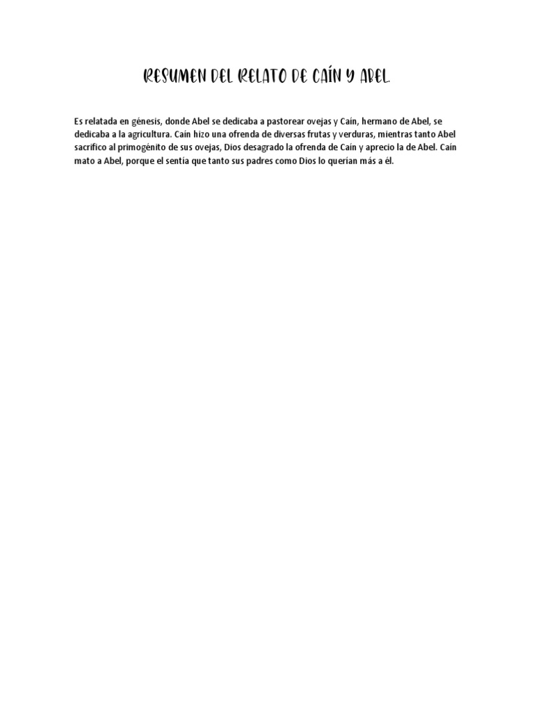 Resumen de la historia de Caín y Abel | PDF