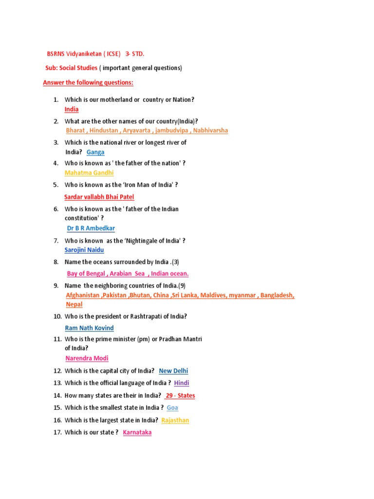 Social (Imp - General Questions) | PDF