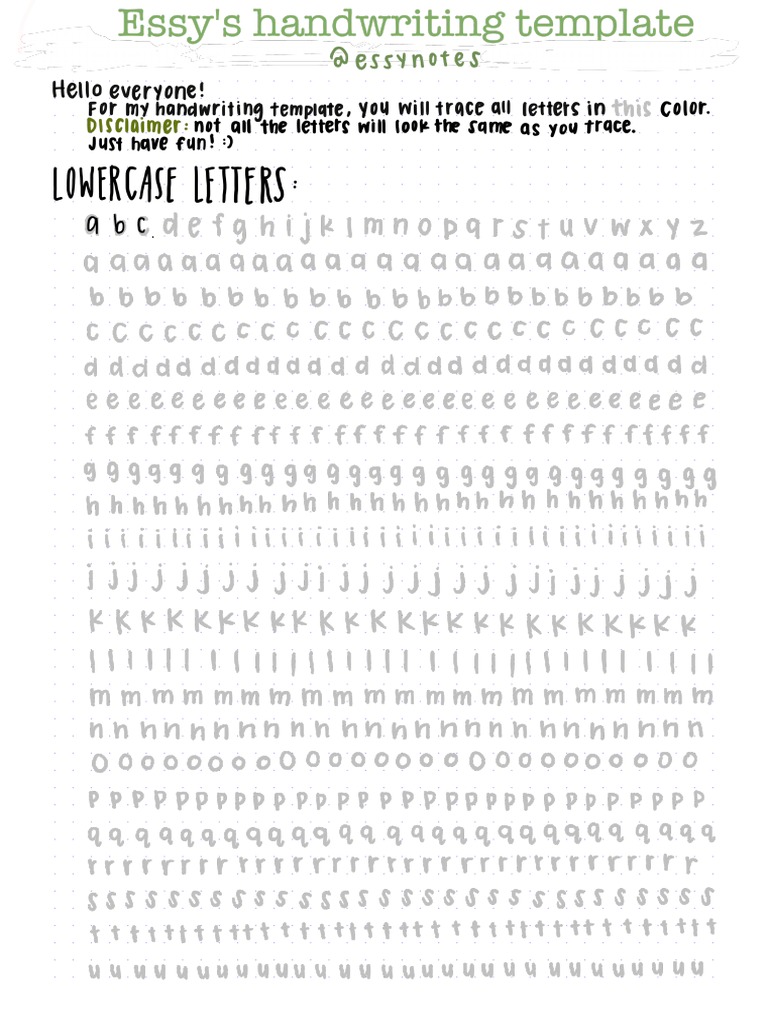 Essy's Handwriting Template | PDF
