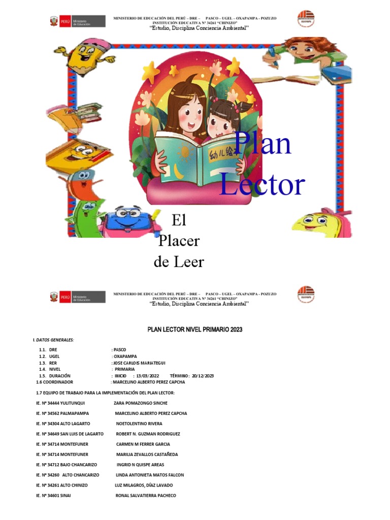 Plan Lector 2022 | PDF | Salón de clases | Educación primaria