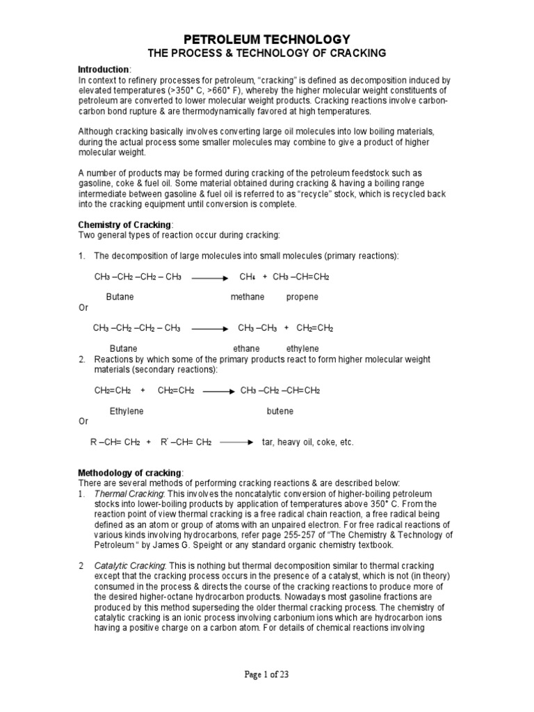 Petroleum Cracking Processes Explained | PDF | Cracking (Chemistry) | Petroleum