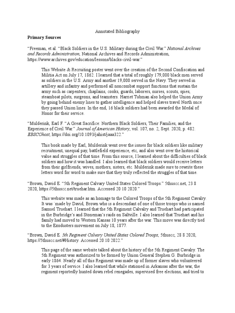 Annotated Bibliography | PDF | American Civil War | Emancipation ...