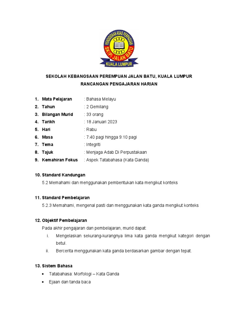 M2 RPH-BM 5.2.3 Rabu | PDF