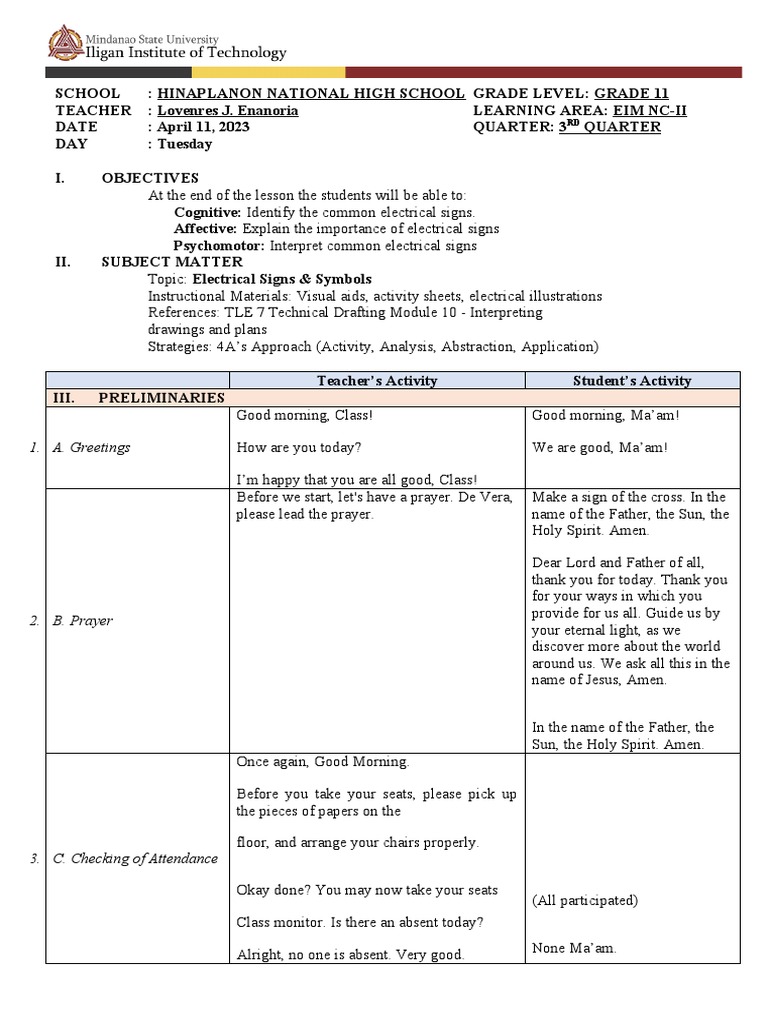 Lesson Plan 8 - Electrical Warning Signs | PDF | Hazards | Learning