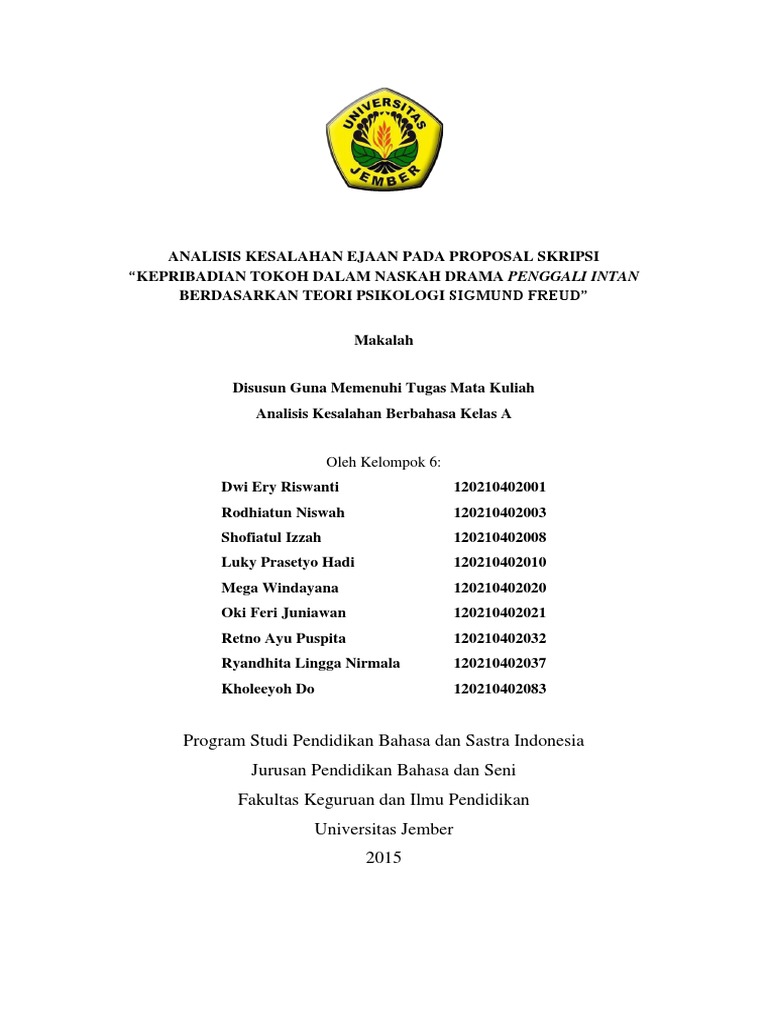 Makalah Analisis Kesalahan Ejaan Pada Proposal Skripsi Pdf