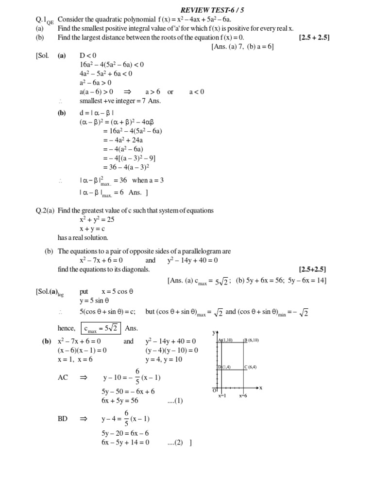 MATHEMATICS-19-11-11th (PQRS) SOLUTION | Download Free PDF | Equations ...
